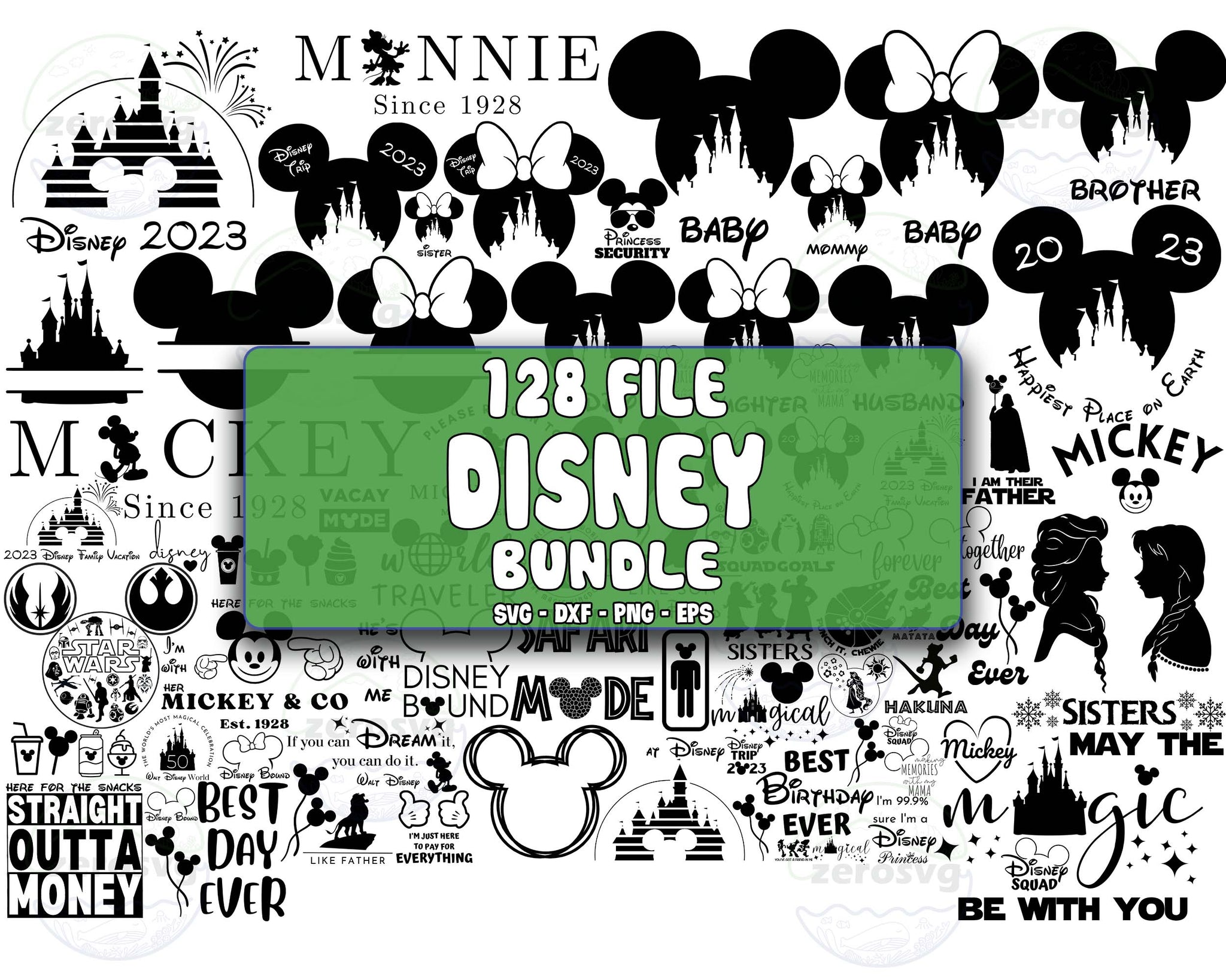 Disney SVG Bundle - 128+ file Disney bundle SVG, EPS, PNG, DXF for Cri ...
