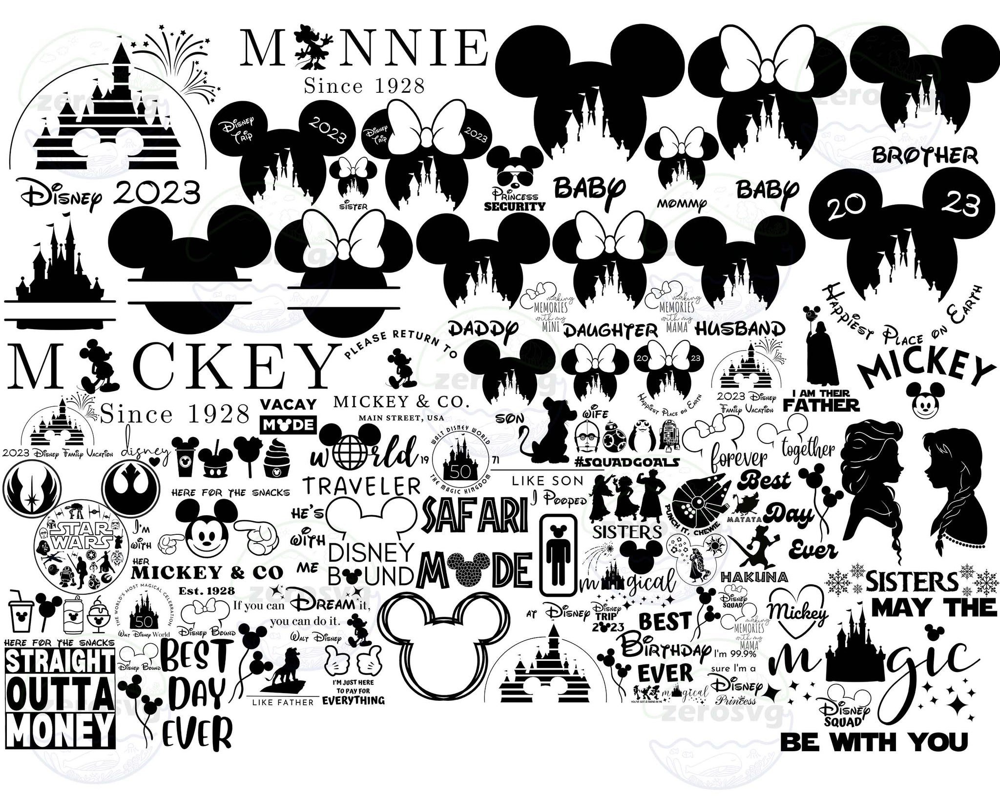 Disney SVG Bundle - 128+ file Disney bundle SVG, EPS, PNG, DXF for Cri ...