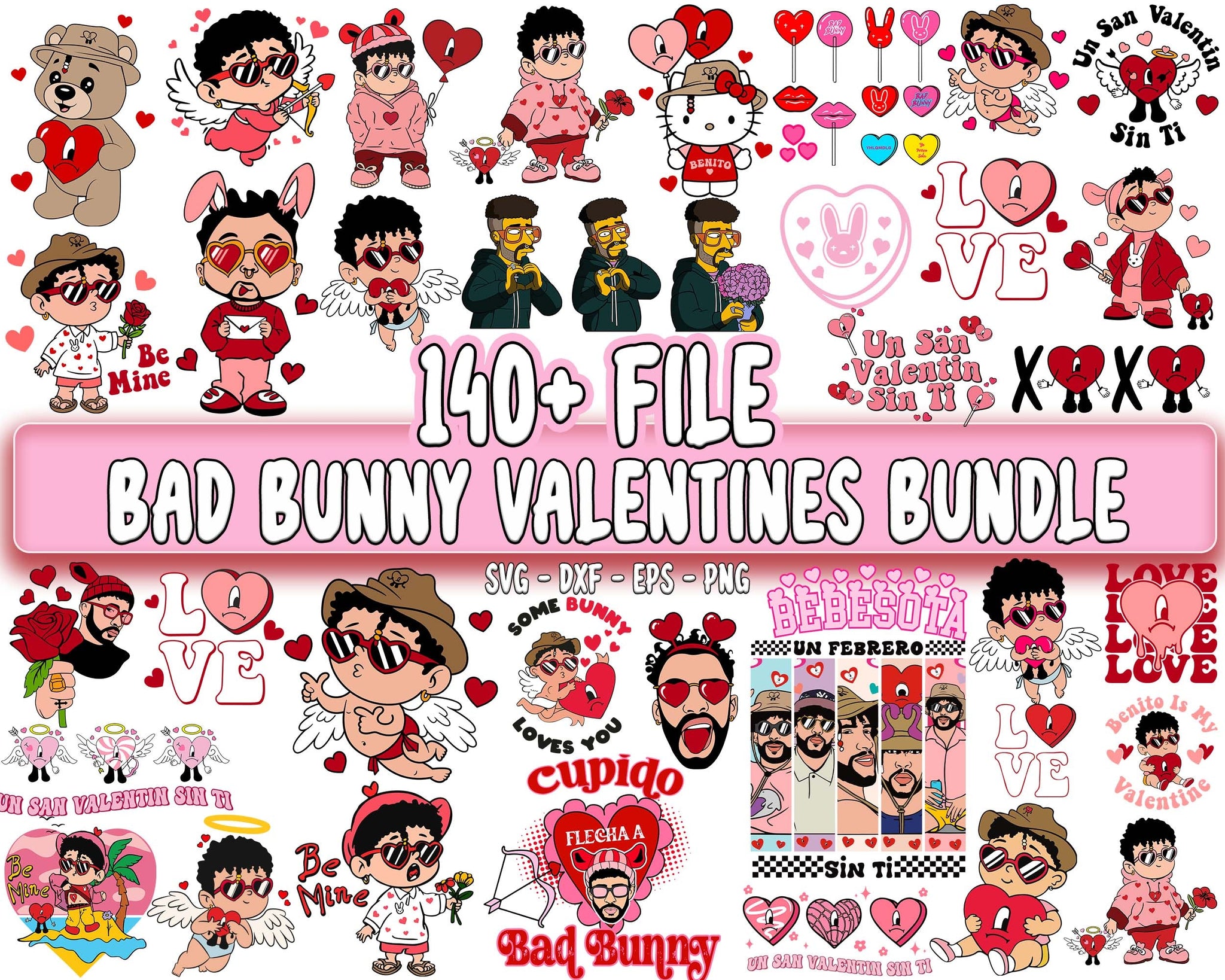 140+ file Bad Bunny valentine bundle SVG , Bad Bunny valentine SVG DXF ...