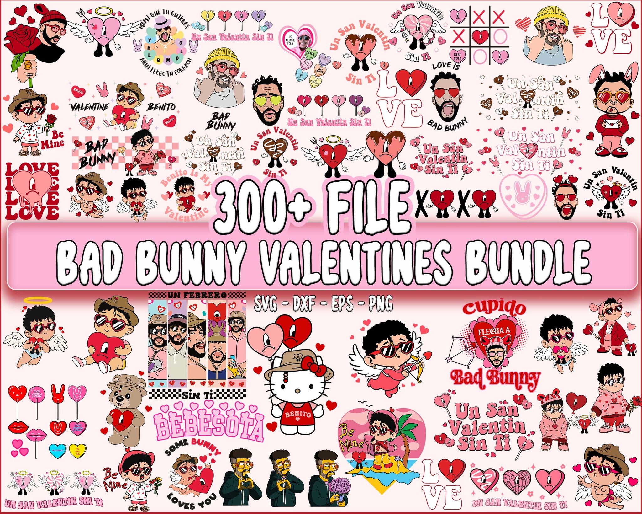 300+ file Bad Bunny valentine SVG bundle , Bad Bunny valentine bundle ...
