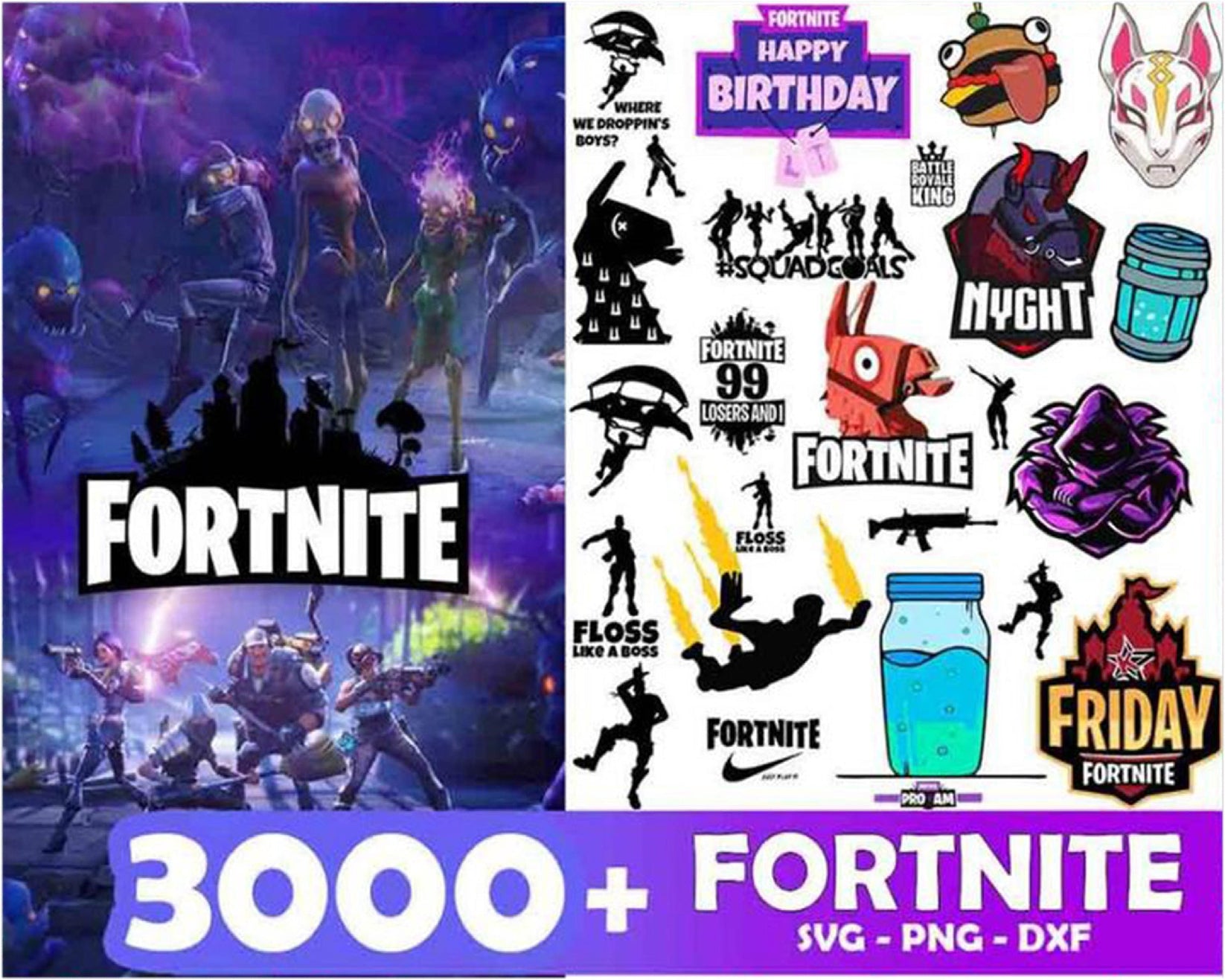 Fortnite SVG Bundle - 3000+ files Fortnite SVG, EPS, PNG, DXF for Cric ...
