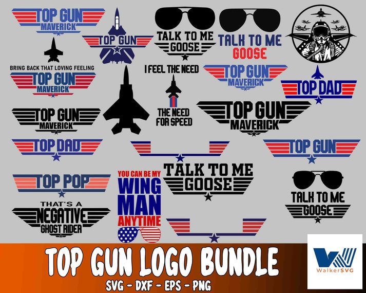 Top Gun Logo SVG Bundle, Talk To Me Goose, Maverick SVG,Top DAD svg ,T ...