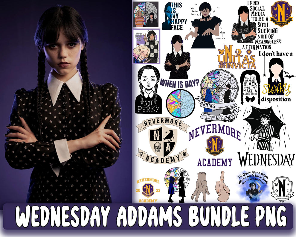 Wednesday Addams PNG Bundle - Netflix series bundle PNG - Wednesday Ad ...